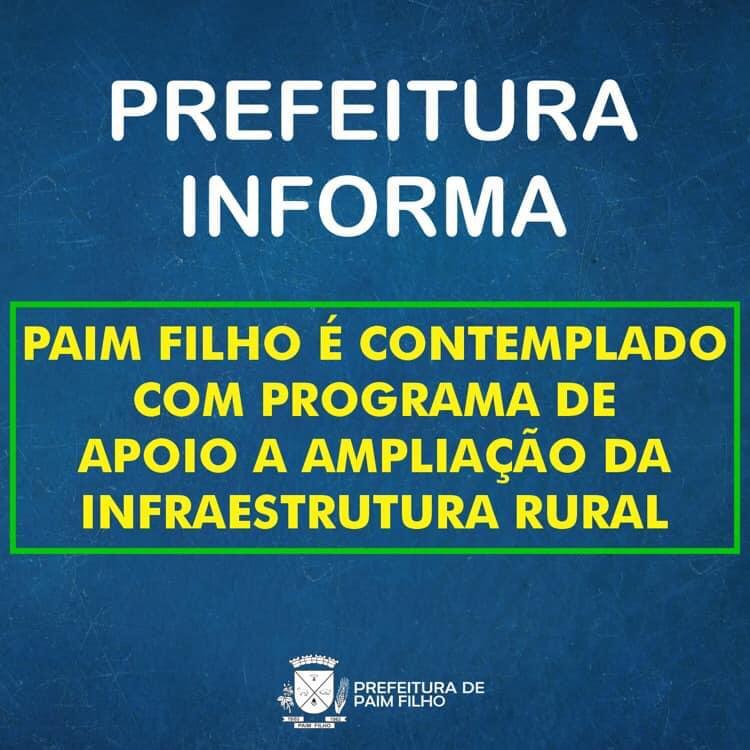 PAIM FILHO É CONTEMPLANDO COM PROGRAMA DE APOIO A AMPLIAÇÃO DA ...